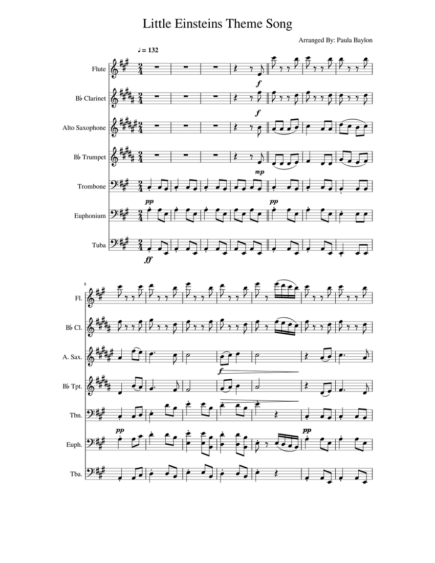 Little Einsteins Theme Song Sheet music for Trumpet (In B Flat ...