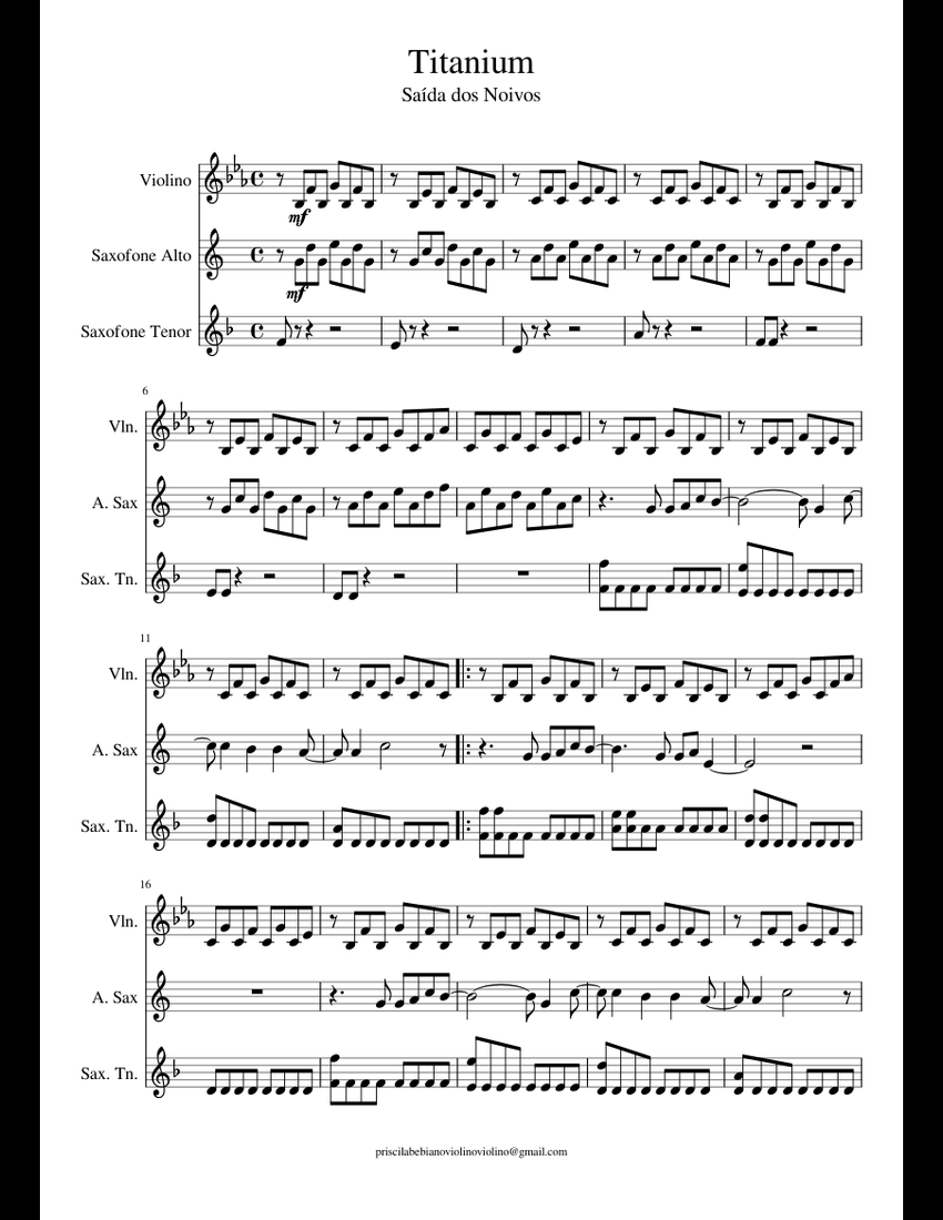 Titanium sheet music for Violin, Alto Saxophone, Tenor Saxophone download free in PDF or MIDI