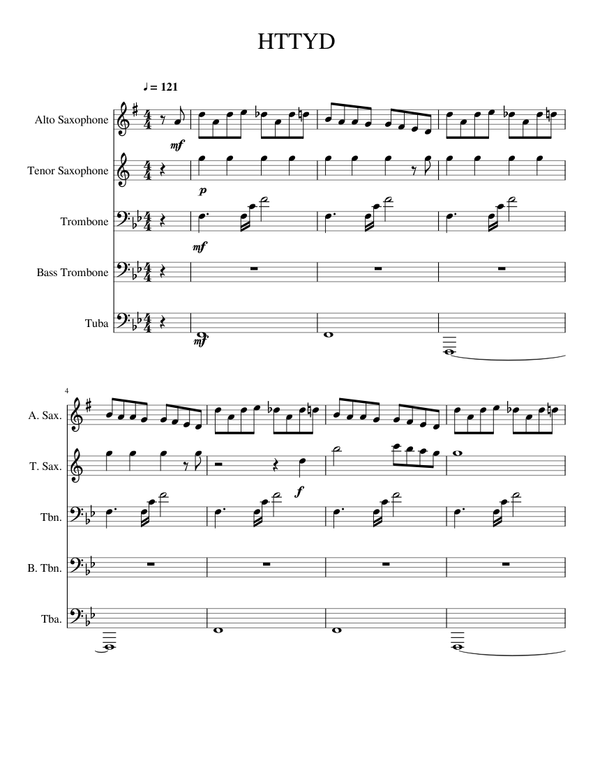 How to Train Your Dragon sheet music for Alto Saxophone, Tenor ...