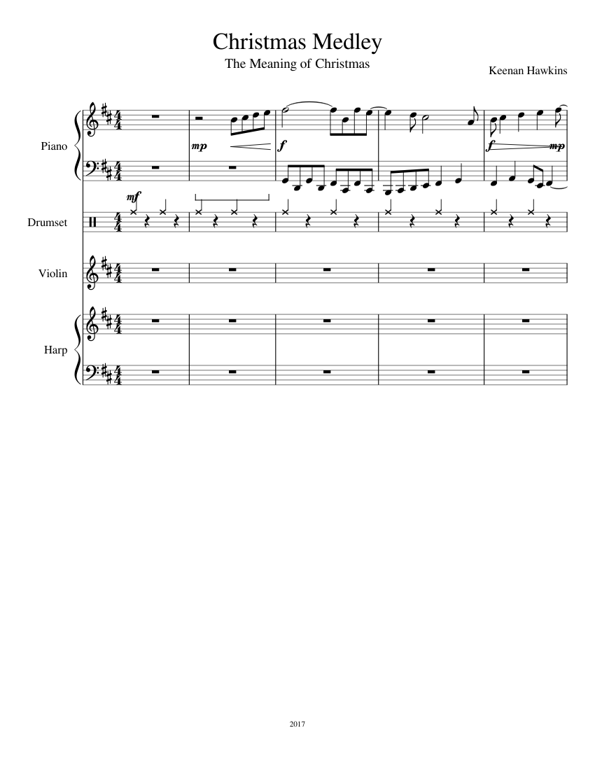 Christmas Medley Sheet music for Piano, Violin, Percussion, Harp ...
