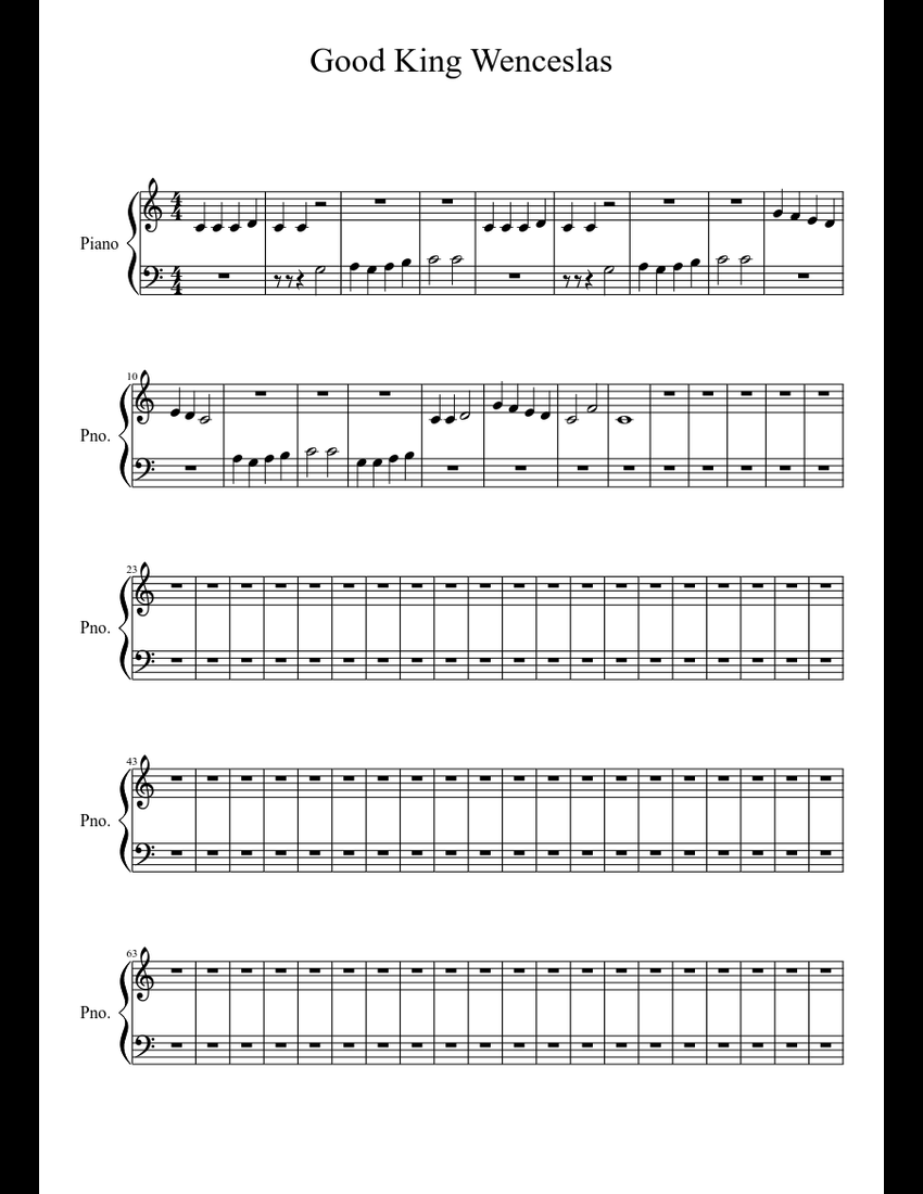 Good King Wenceslas sheet music for Piano download free in PDF or MIDI