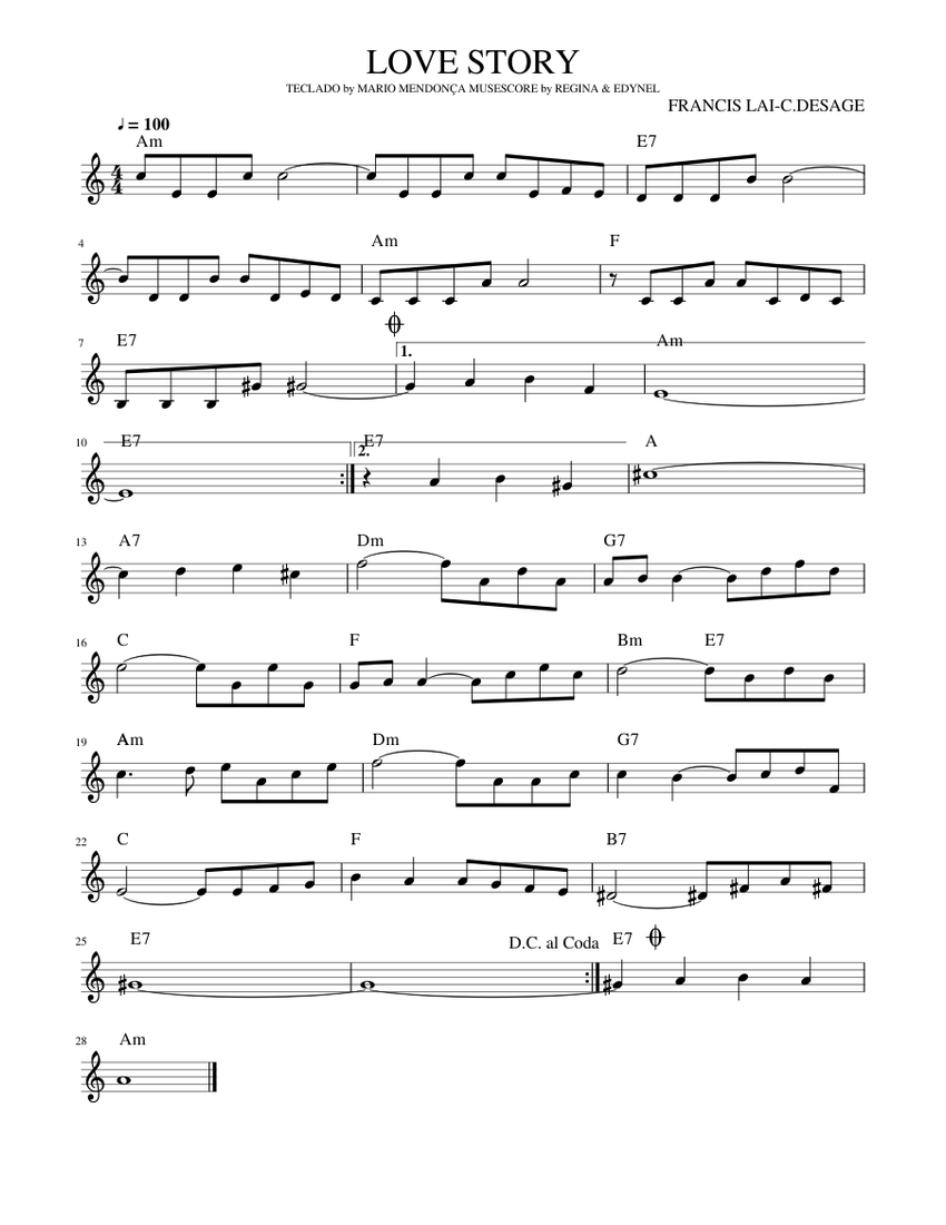LOVE STORY Sheet music for Piano | Download free in PDF or MIDI | Musescore.com