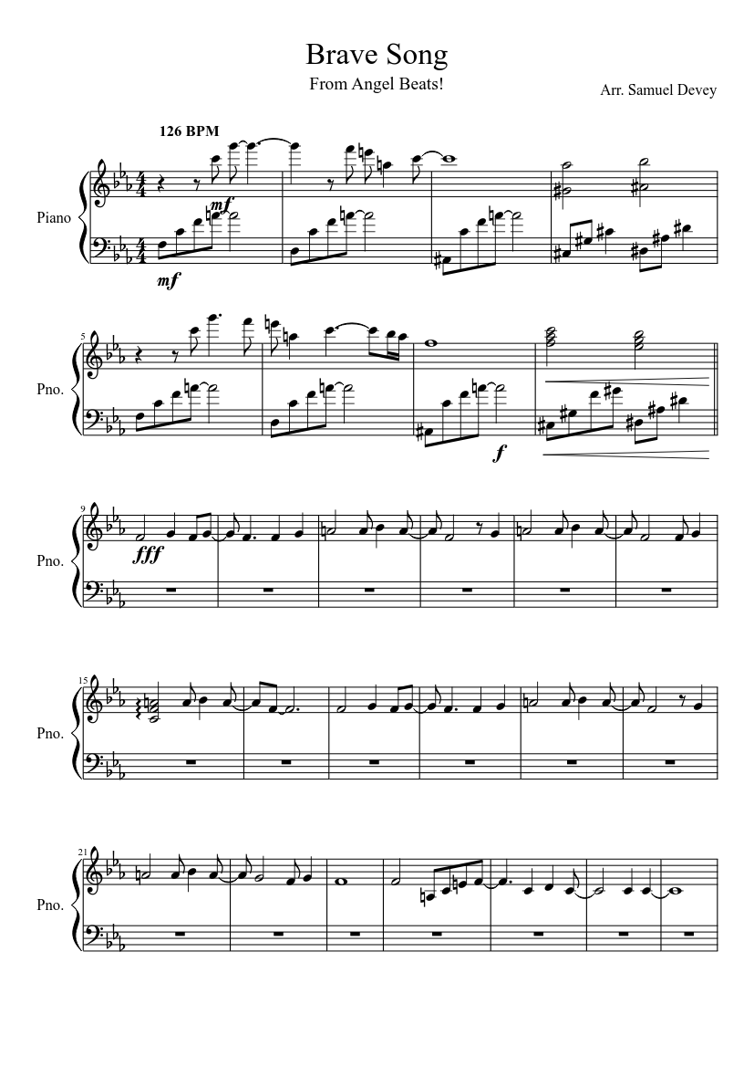 Brave Song sheet music for Piano download free in PDF or MIDI