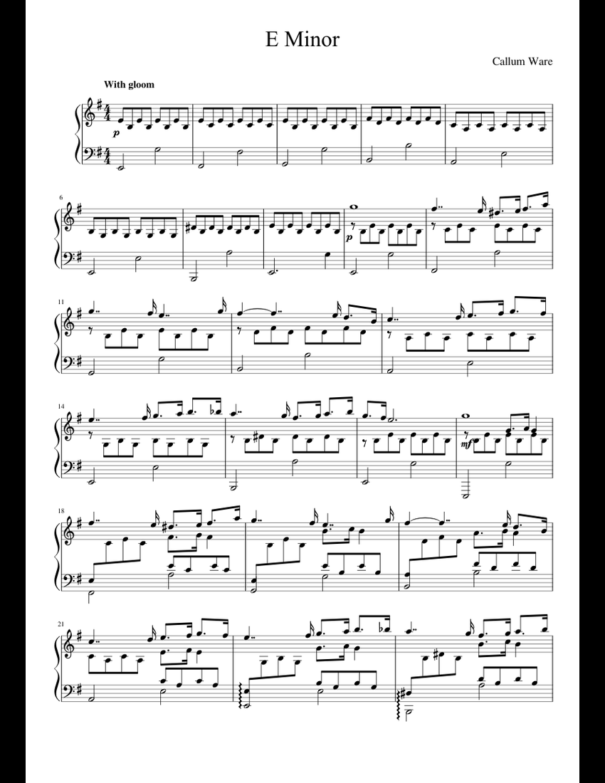 E Minor sheet music for Piano download free in PDF or MIDI