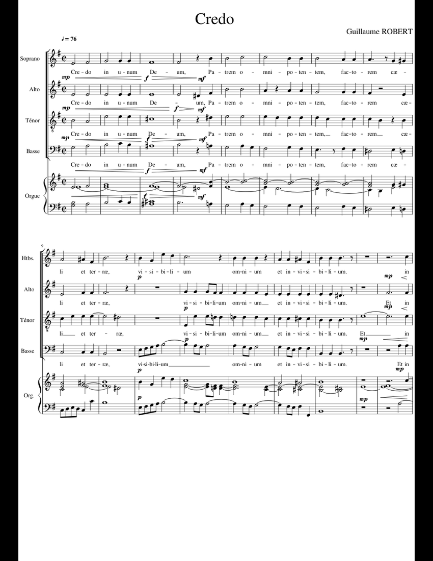 Credo sheet music for Oboe, English Horn, Bassoon, Tuba download free ...