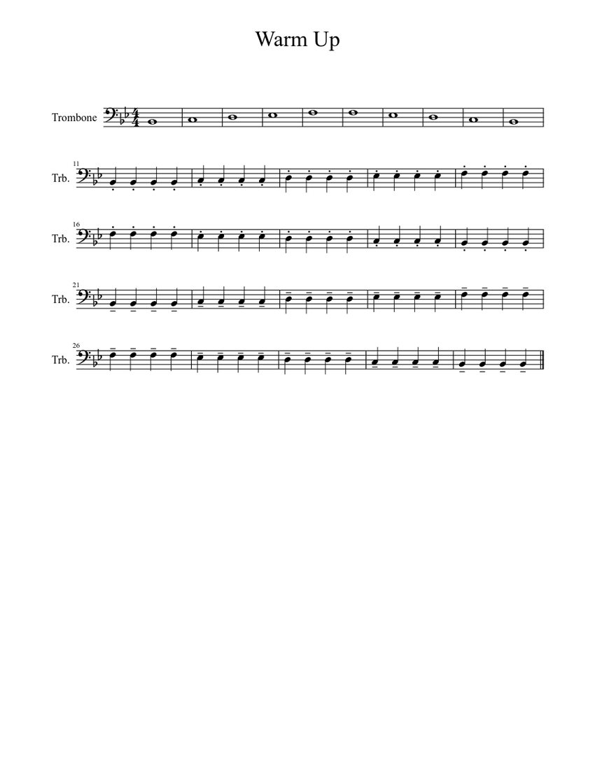 Kevin's Trombone Warm Up Sheet music for Trombone | Download free in ...