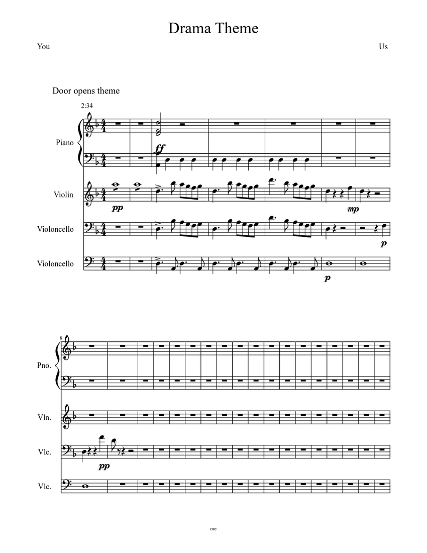 Drama Themes sheet music for Piano, Violin, Cello download free in PDF ...