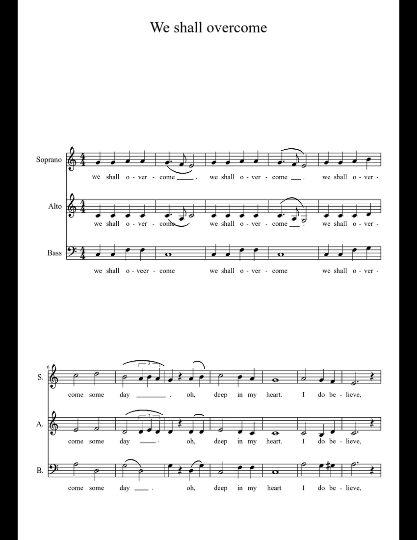 We shall overcome part 2 sheet music for Voice download free in PDF or MIDI