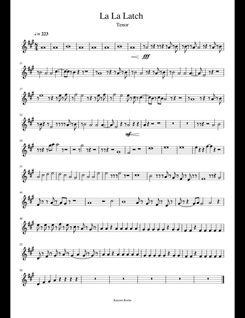 La La Latch (Tenor) sheet music for Piano download free in PDF or MIDI