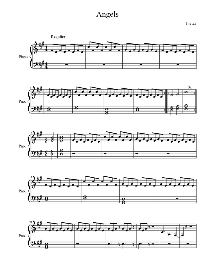 Angels - The xx Sheet music for Piano (Solo) | Musescore.com