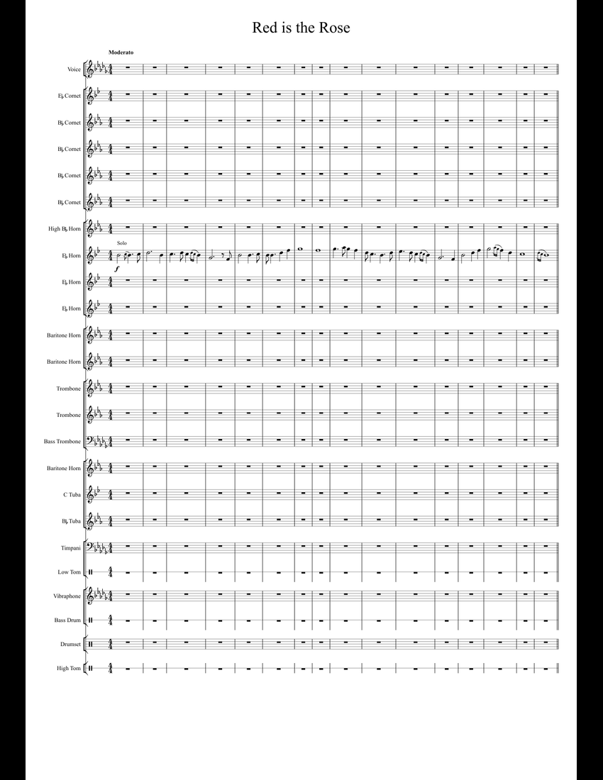 Red is the Rose sheet music for Voice, Trumpet, French Horn, Trombone ...