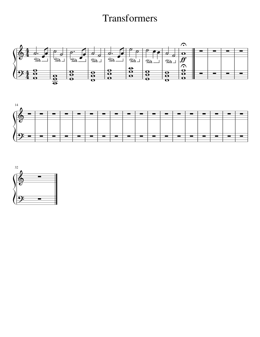Transformers sheet music for Piano download free in PDF or MIDI