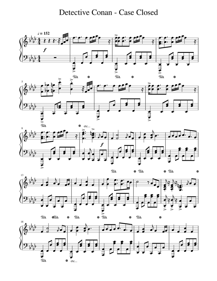 Detective Conan Case Closed Sheet music for Piano | Download free in ...