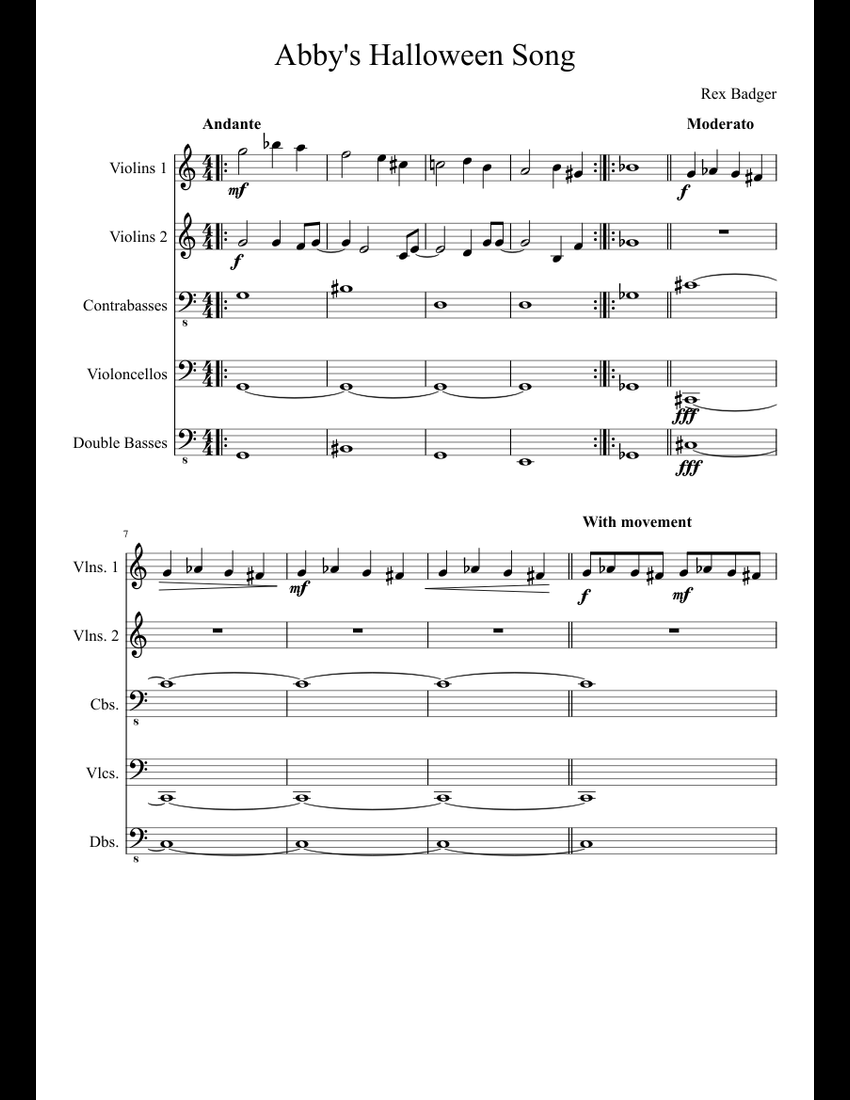 Abby's Halloween Song sheet music for Strings download free in PDF or MIDI