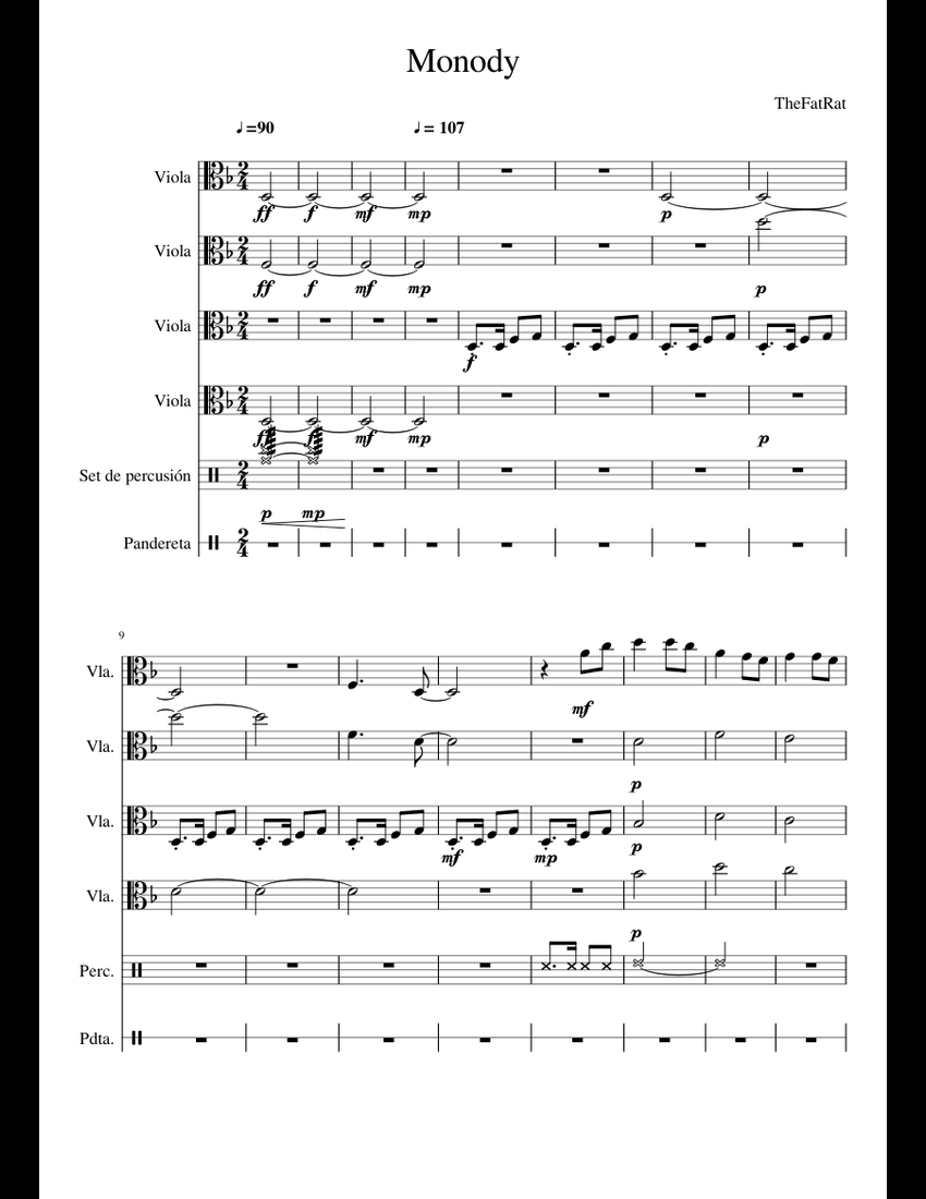 Monody - TheFatRat (wip) sheet music for Violin, Viola, Percussion ...