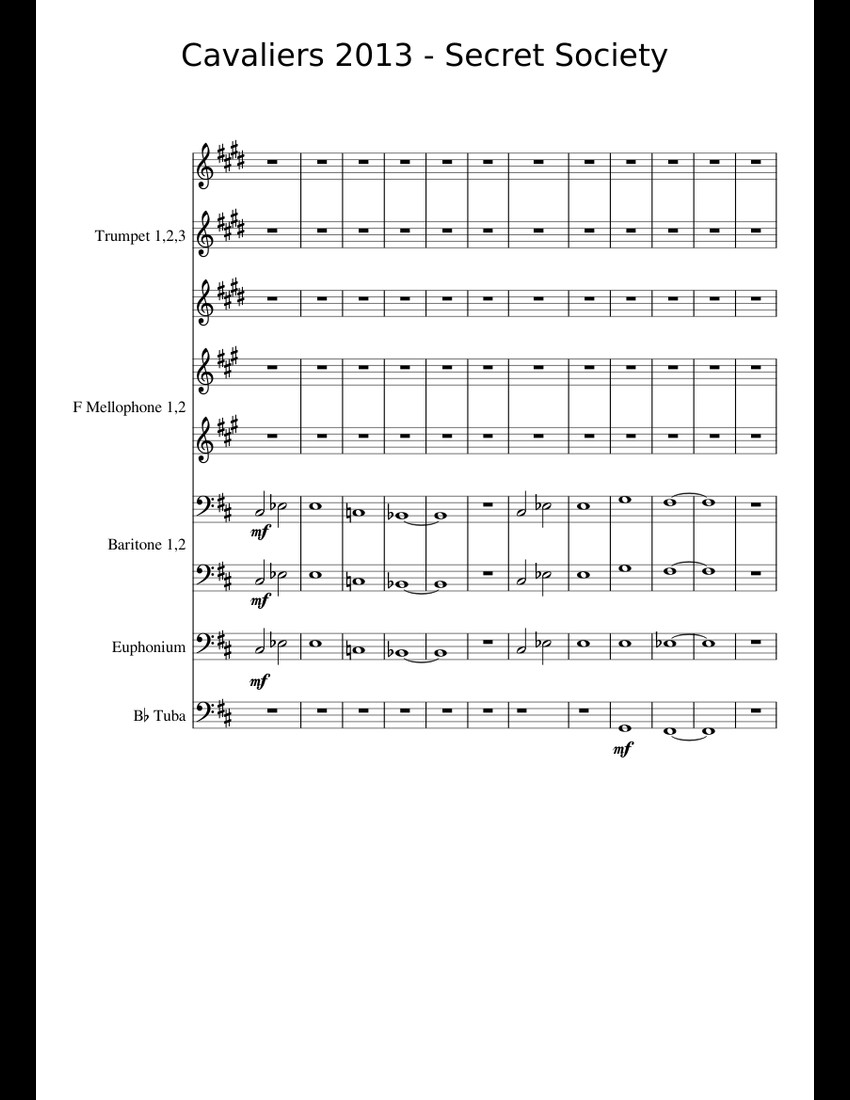 Cavaliers 2013 - Secret Society WIP (Updated) sheet music for Trumpet ...