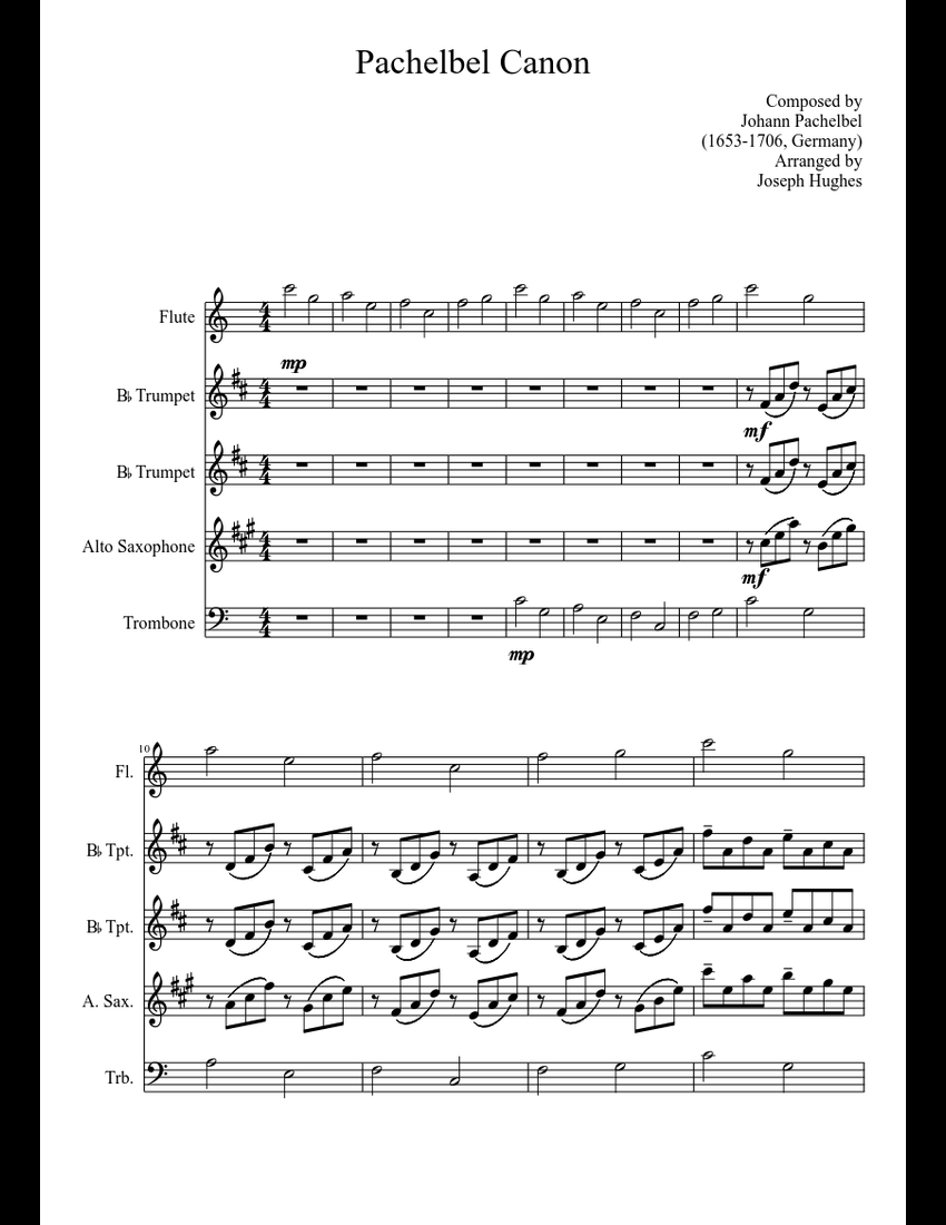 Pachelbel Canon Small Ensemble sheet music download free in PDF or MIDI