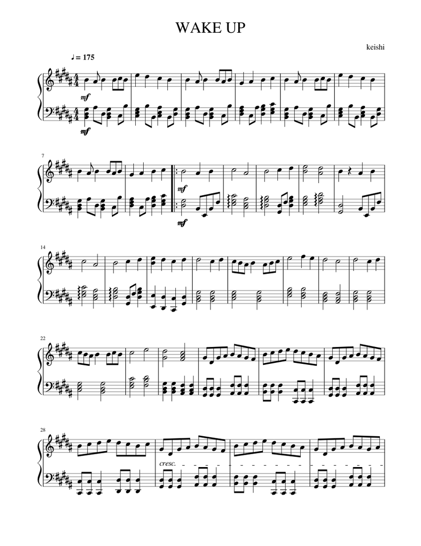 WAKE UP piano solo Sheet music for Piano | Download free in PDF or MIDI ...