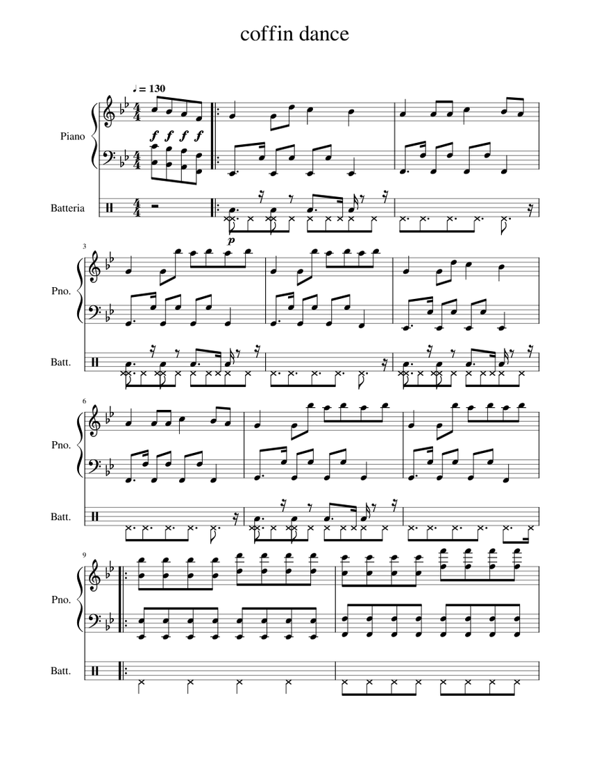 coffin_dance Sheet music for Piano, Drum Group (Mixed Duet) | Musescore.com