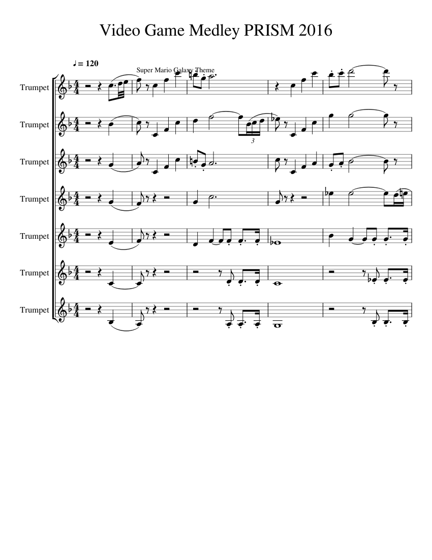 Video Game Medley #1 - Trumpet Ensemble Sheet music for Trumpet ...
