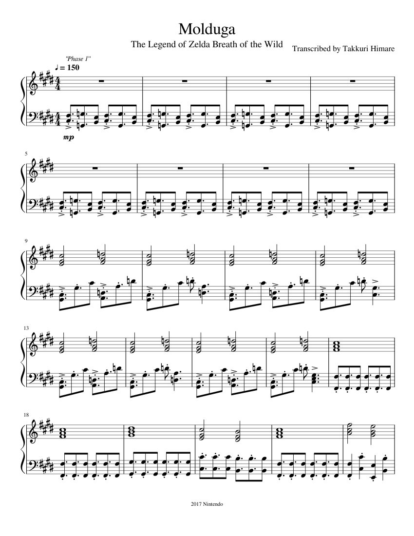 Molduga Battle Theme sheet music for Piano download free in PDF or MIDI