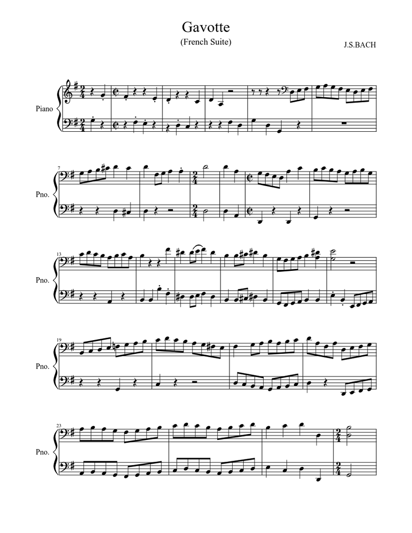 Gavotte Sheet music for Piano | Download free in PDF or MIDI ...