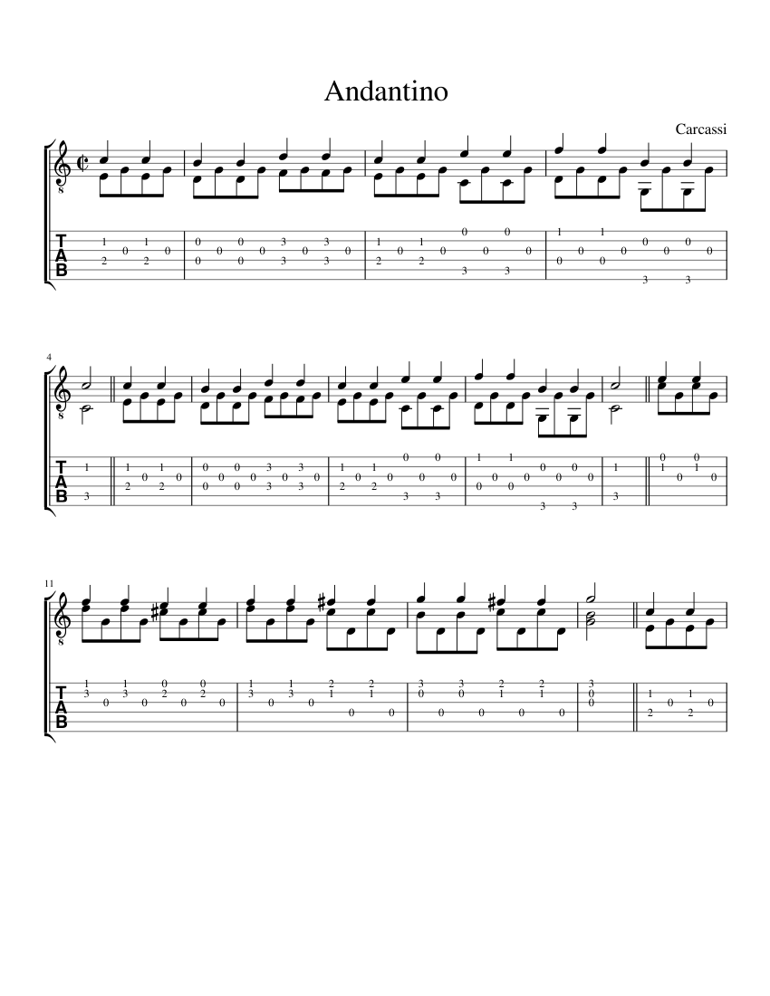 Andantino by Matteo Carcassi Sheet music for Guitar | Download free in ...