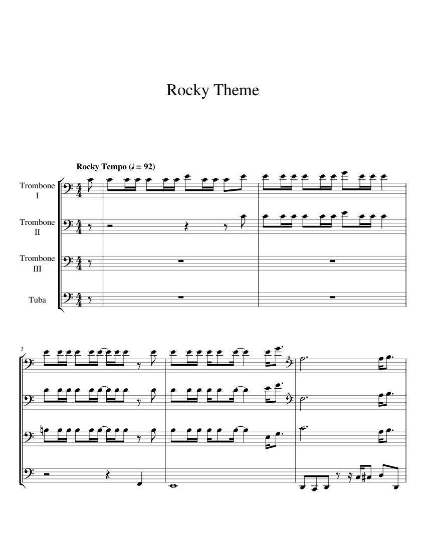 Conti - Rocky Theme (Gonna Fly Now) Low Brass Arrangement Sheet music ...