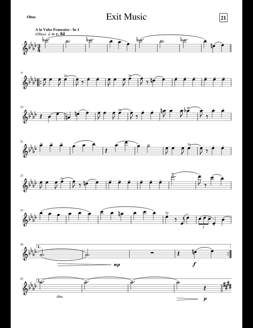 Exit Music sheet music for Piano download free in PDF or MIDI