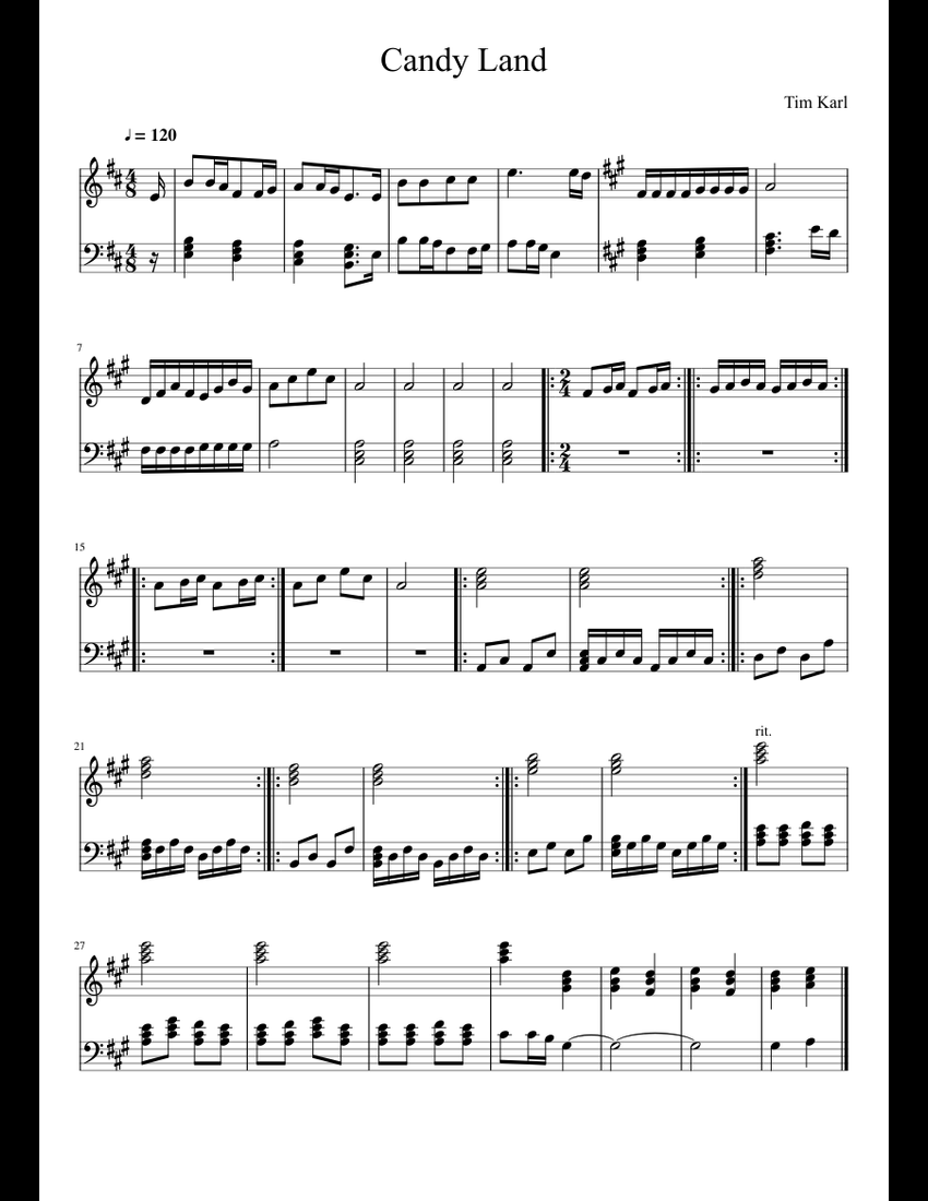 Candy Land sheet music for Piano download free in PDF or MIDI