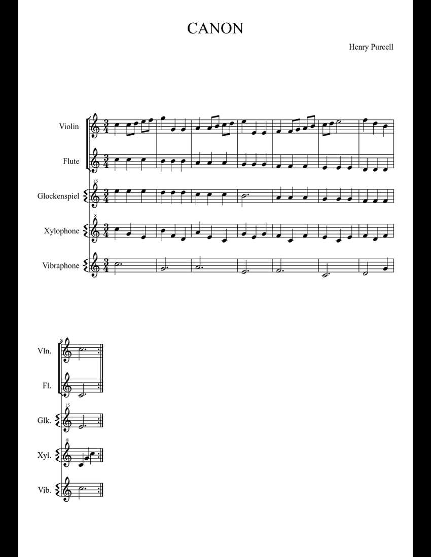 CANON sheet music download free in PDF or MIDI