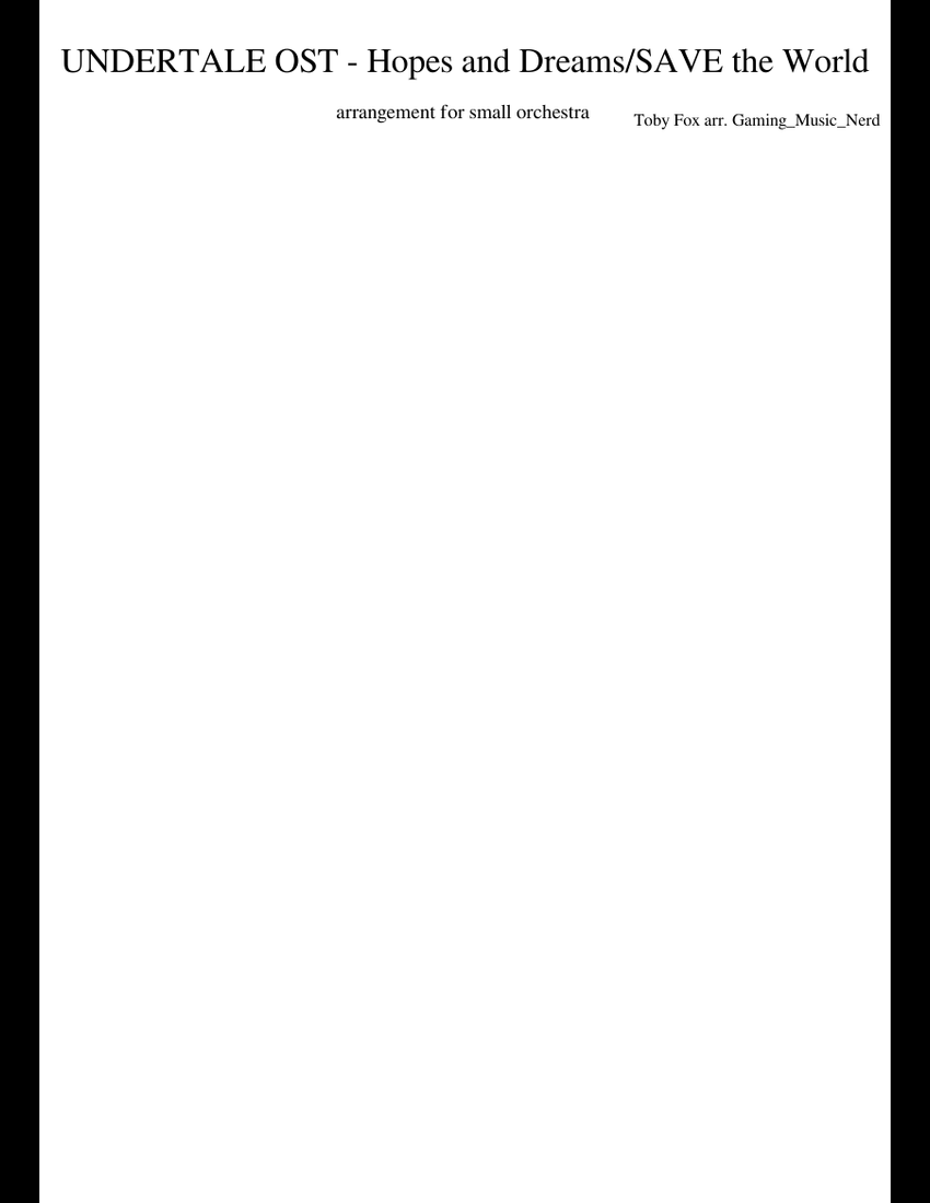 UNDERTALE OST - Hopes and Dreams/SAVE the World sheet music for Flute, Clarinet, Violin, Oboe ...