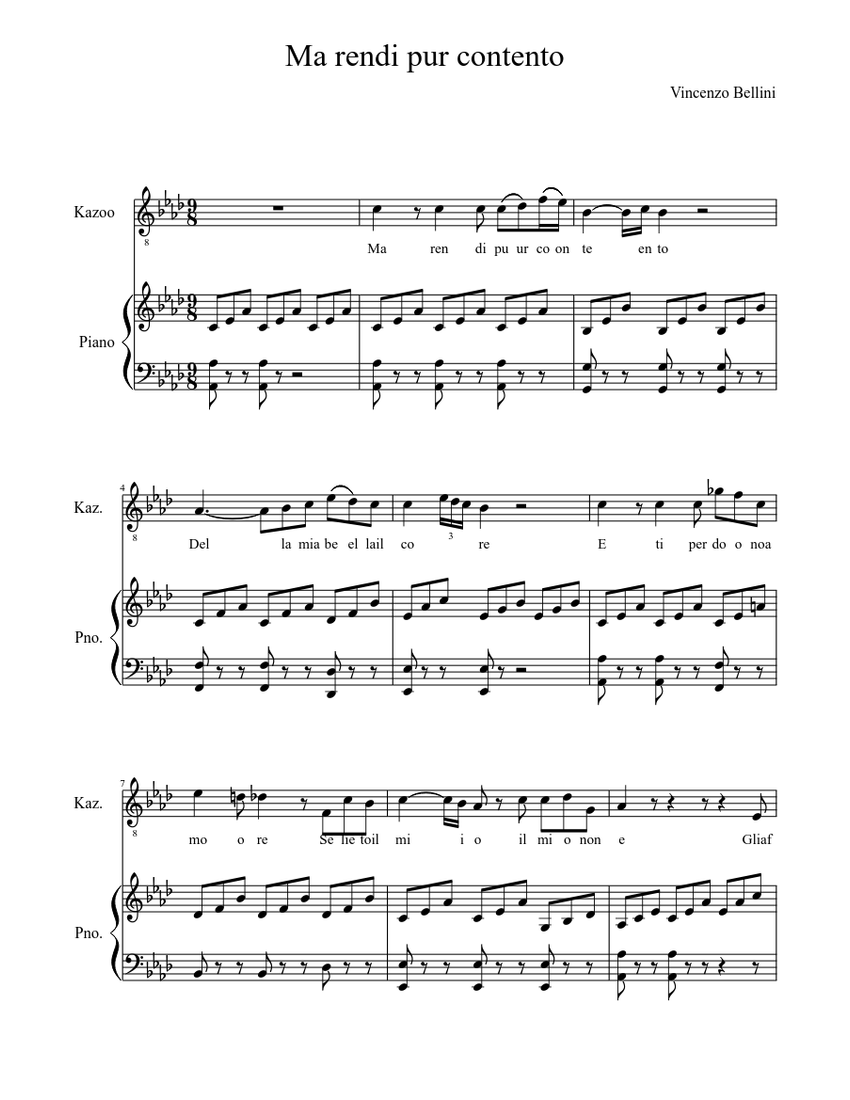 Ma rendi pur contento Sheet music for Violin (Solo) | Musescore.com