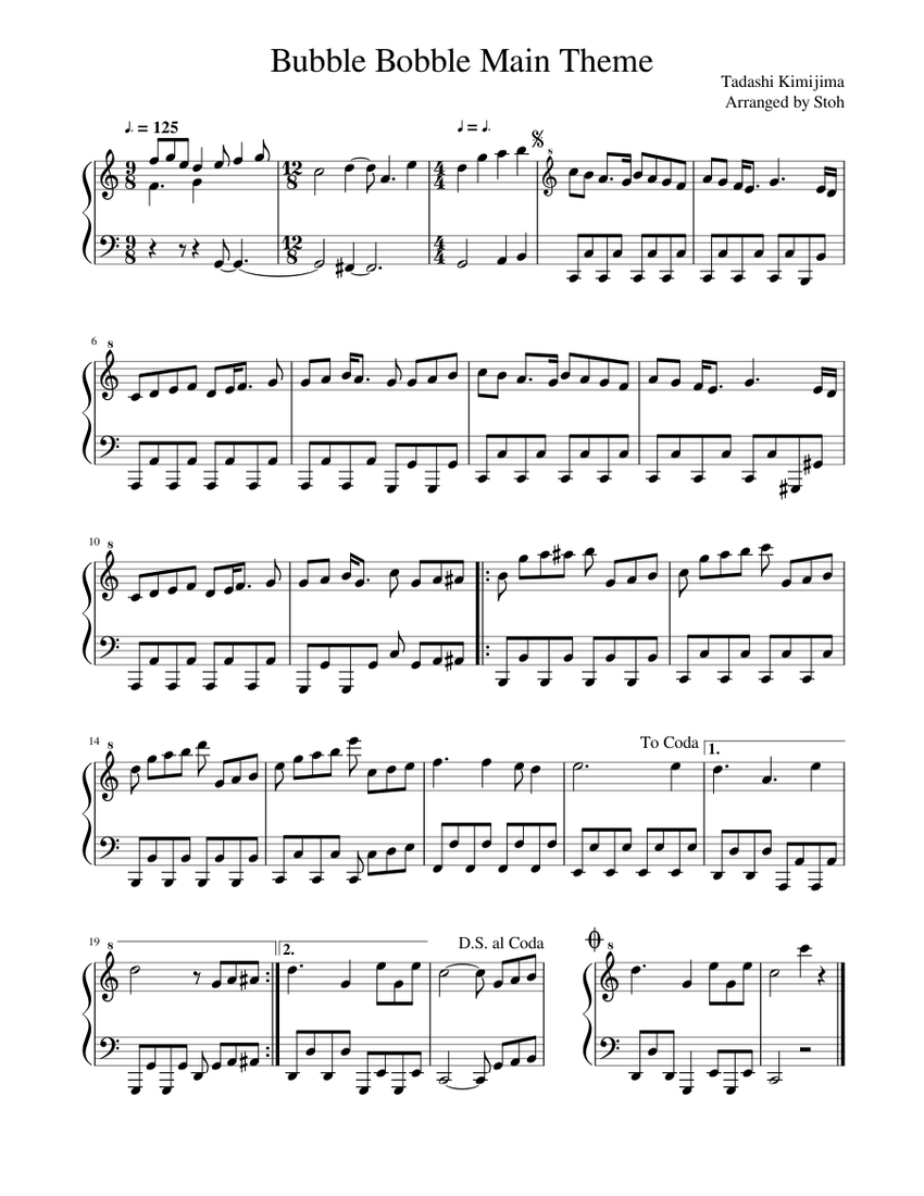 Bubble Bobble - Main Theme Sheet music for Piano (Solo) | Musescore.com