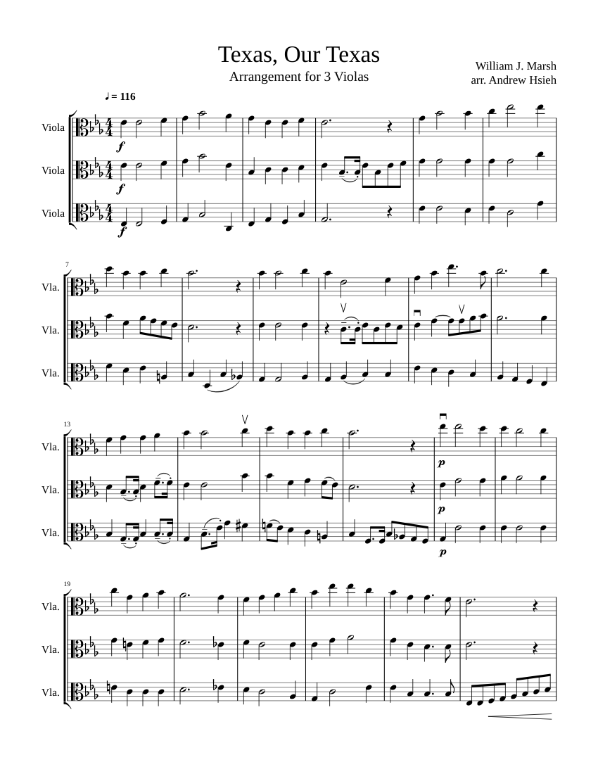 Texas our texas 3 vla arrangement Sheet music for Mezzo Soprano (Mixed ...