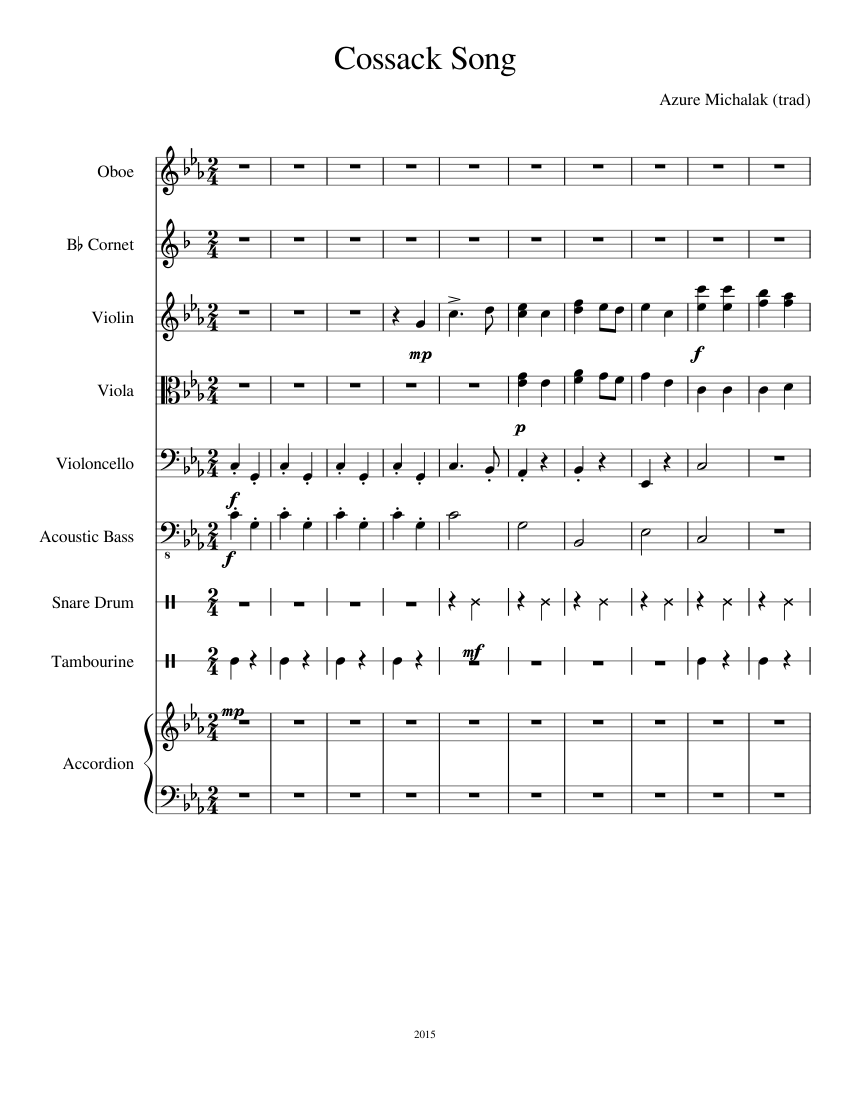 Ukrainian Cossack March Sheet music for Violin, Oboe, Trumpet, Viola ...