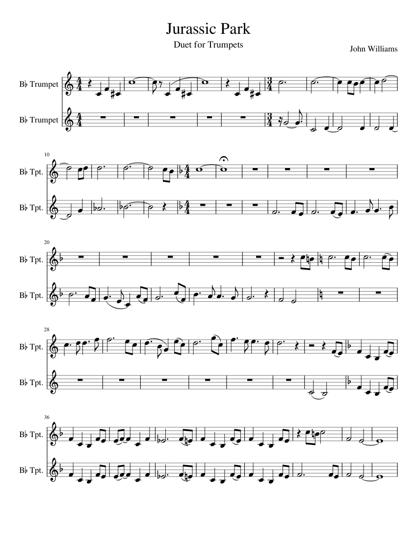 Jurassic Park Sheet music for Trumpet | Download free in PDF or MIDI ...