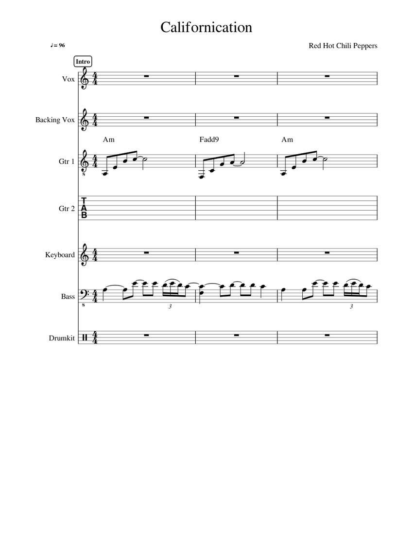 Californication-Red hot chili peppers full score Sheet music for ...
