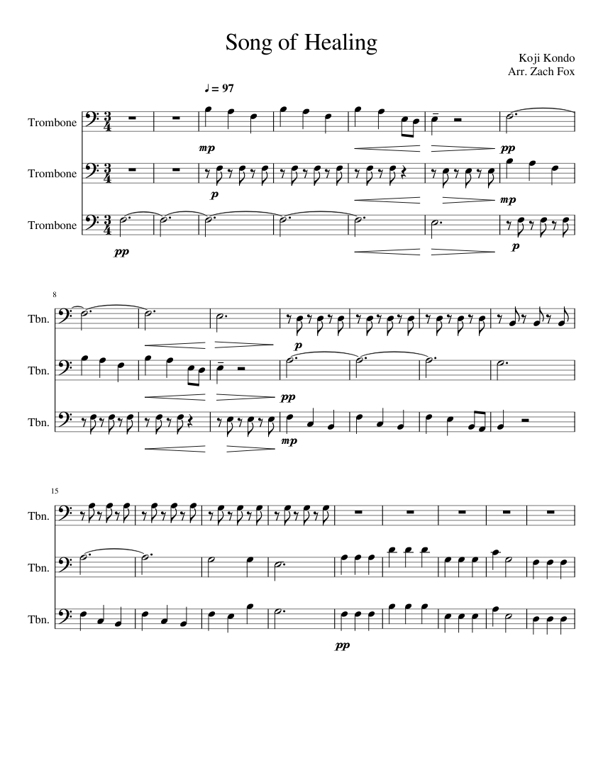 Song of Healing Sheet music for Trombone | Download free in PDF or MIDI ...