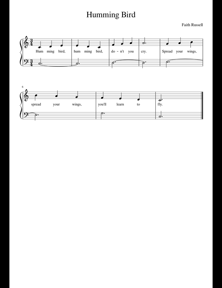 Humming Bird sheet music for Piano download free in PDF or MIDI