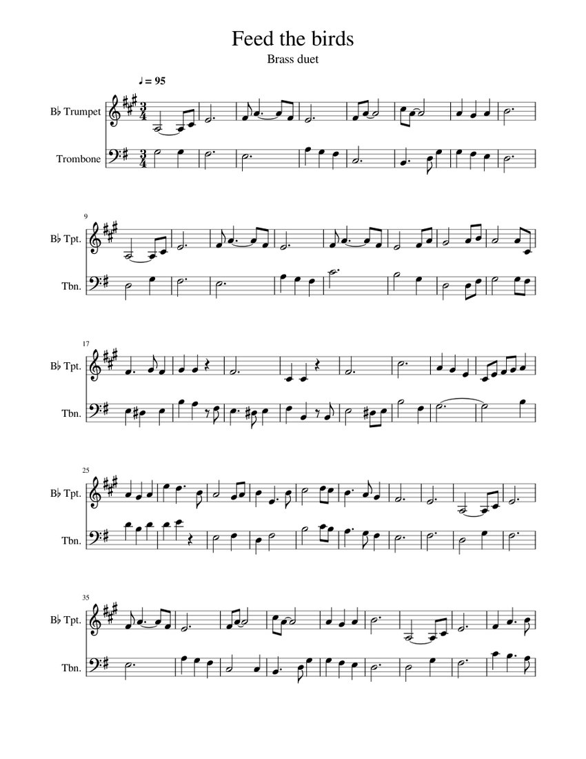 Feed the birds - from Mary Poppins Sheet music for Trumpet (In B Flat ...