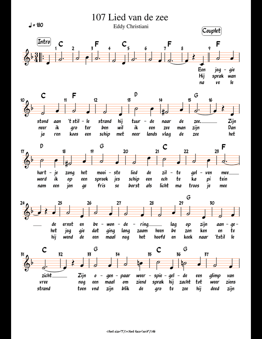 Lied van de Zee sheet music for Voice download free in PDF or MIDI