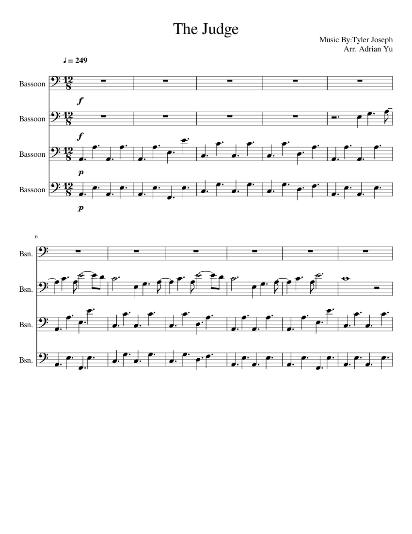 The Judge Sheet music for Bassoon | Download free in PDF or MIDI ...