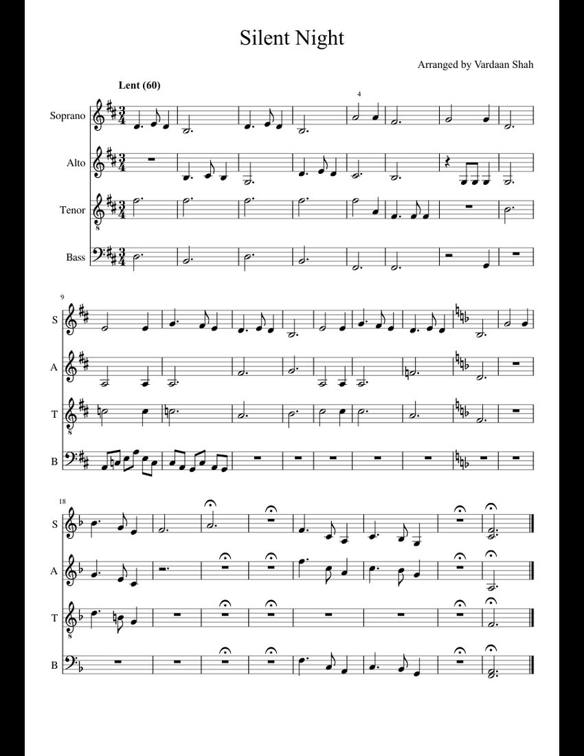 Silent Night for the Musescore Virtual Orchestra sheet music for ...