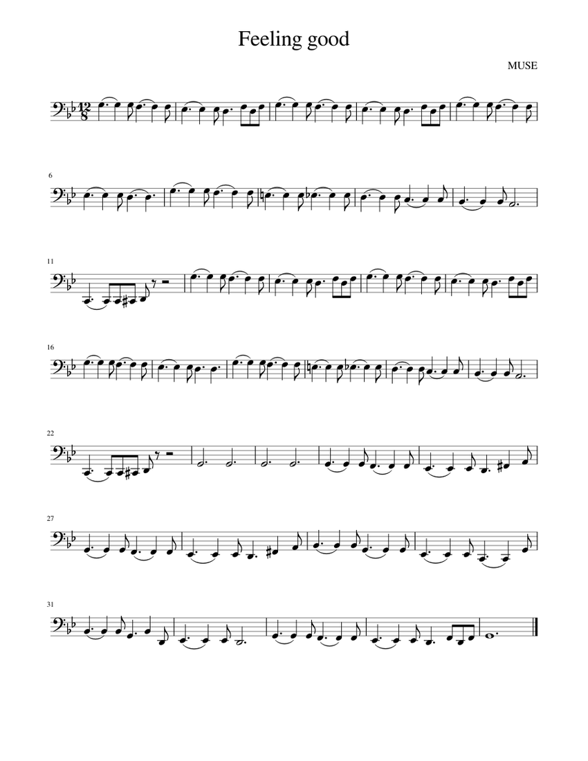 Feeling good Sheet music for Cello | Download free in PDF or MIDI ...