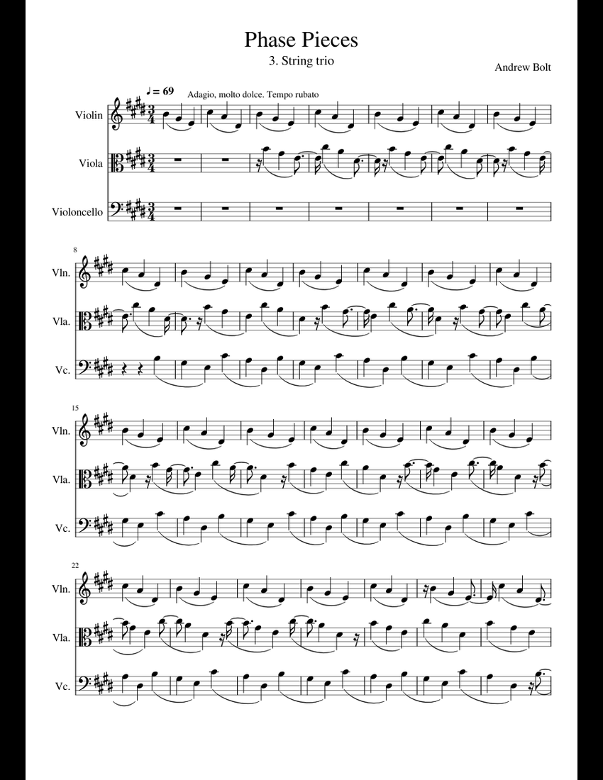 Phase Pieces - 3. String trio sheet music for Violin, Viola, Cello ...
