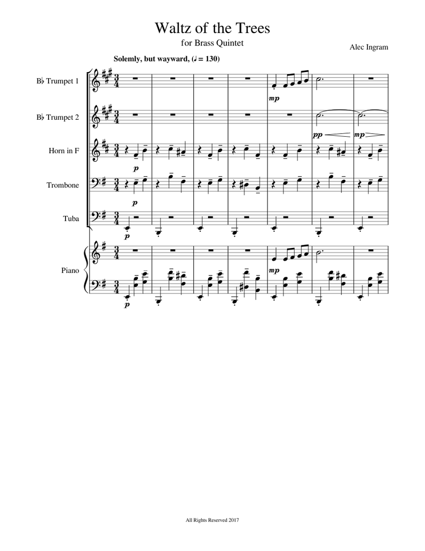 Waltz of the Trees Sheet music for Piano, Trumpet (In B Flat), Trombone, French Horn & more ...