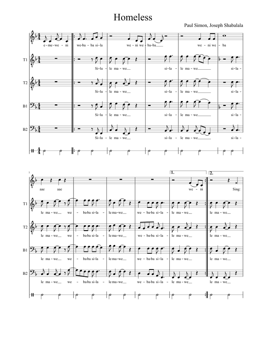 Homeless Sheet music | Musescore.com