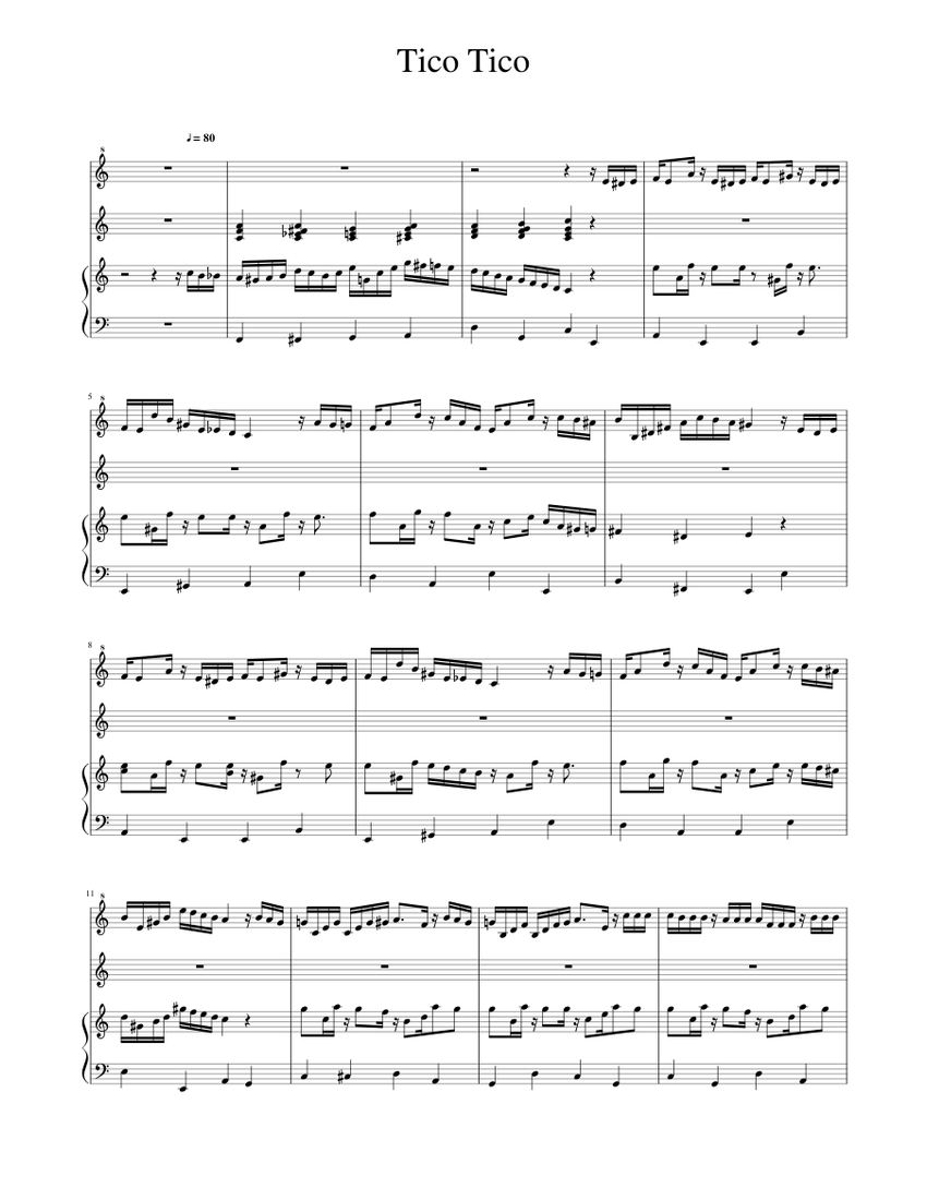 Tico Tico Sheet music for Piano, Other Woodwinds, Brass Ensemble, Bass ...