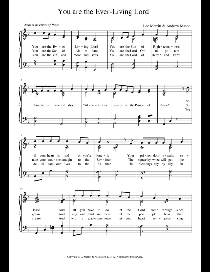You are the Ever-Living Lord sheet music for Piano download free in PDF ...